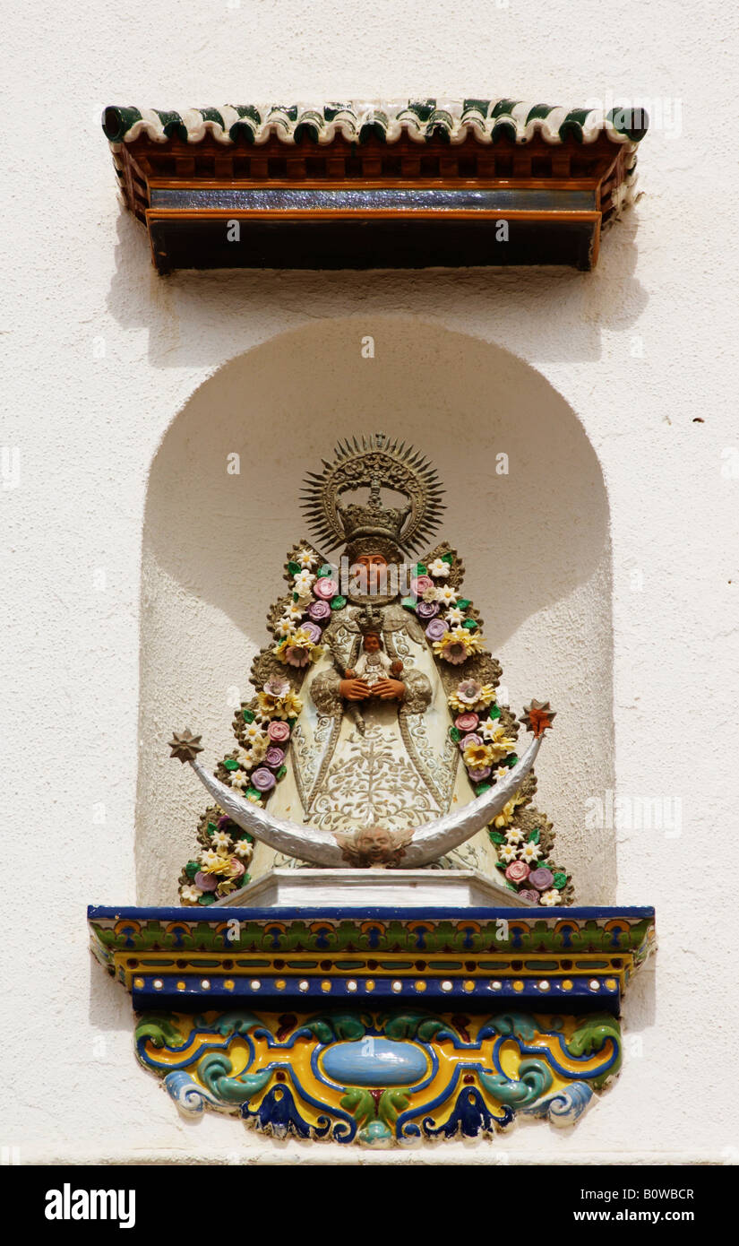 Virgin Mary statue in painted ceramic, El Rocio, Andalusia, Spain Stock ...