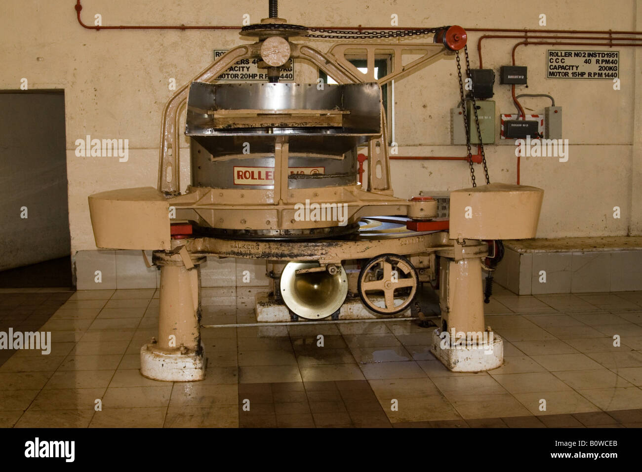 Old tea rolling machine used in manufacture of orthodox black tea in ...