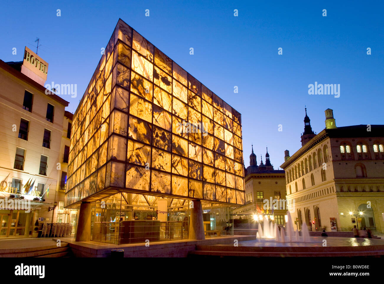 Illuminated cube, Museum of the Caesaraugusta Forum, archaelogical ...