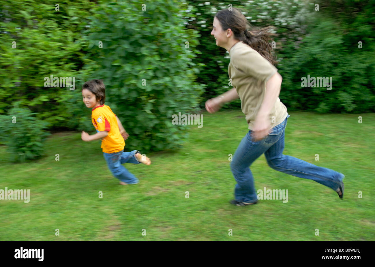 Mother son playing tag hi-res stock photography and images - Alamy