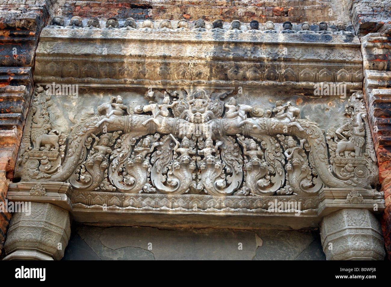 Door lintel of Preah Ko A Khmer temple part of 9thC Roluos Group near ...