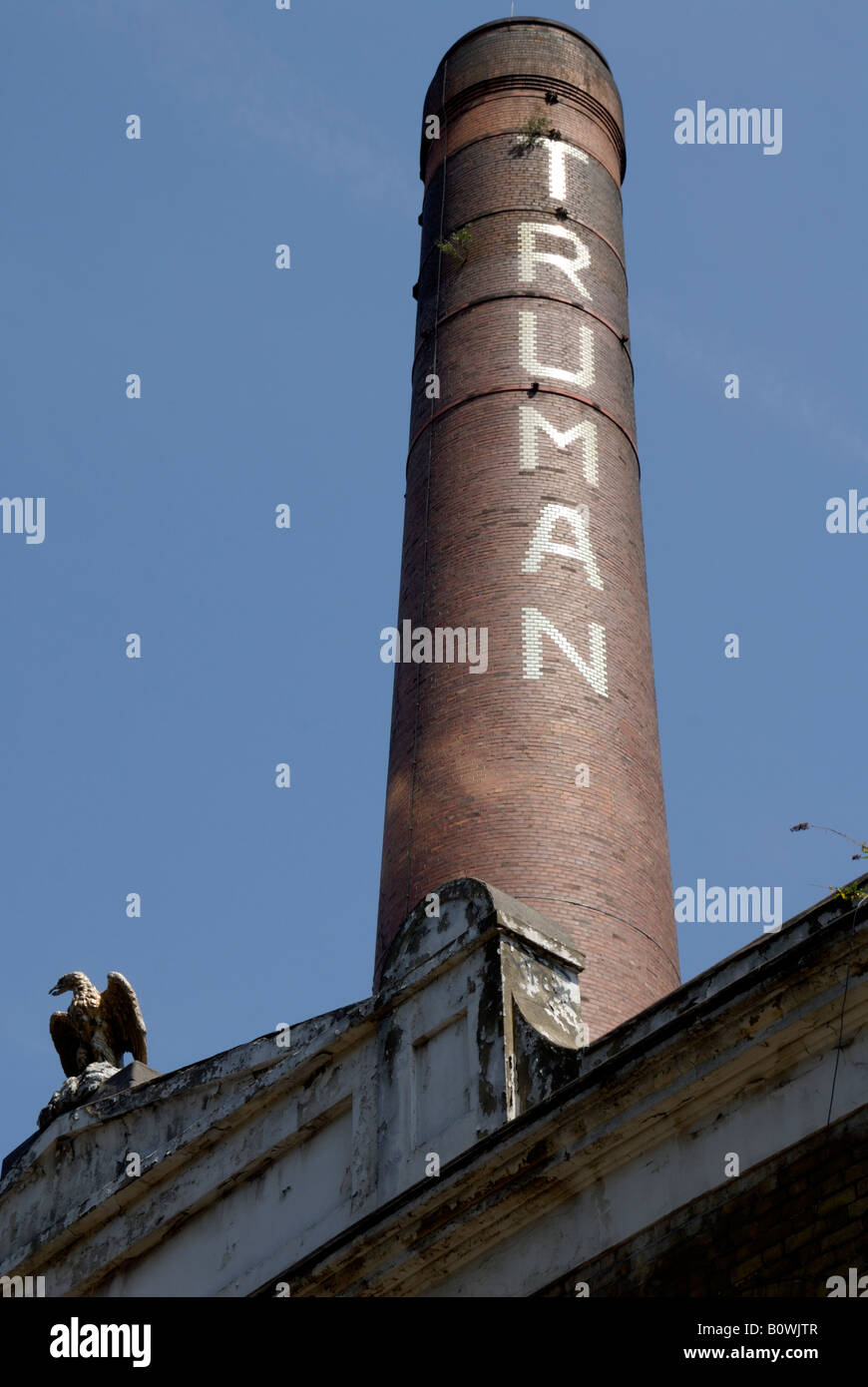 Chimney of the old Truman Brewery on Brick Lane London Stock Photo - Alamy