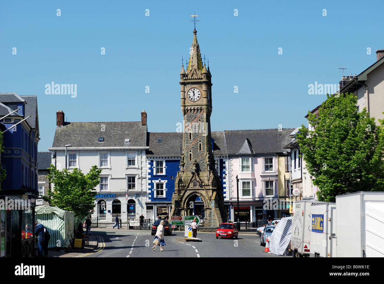 OLD CLOCK TOWER IN MACHYNLLETH POWYS WALES Stock Photo - Alamy