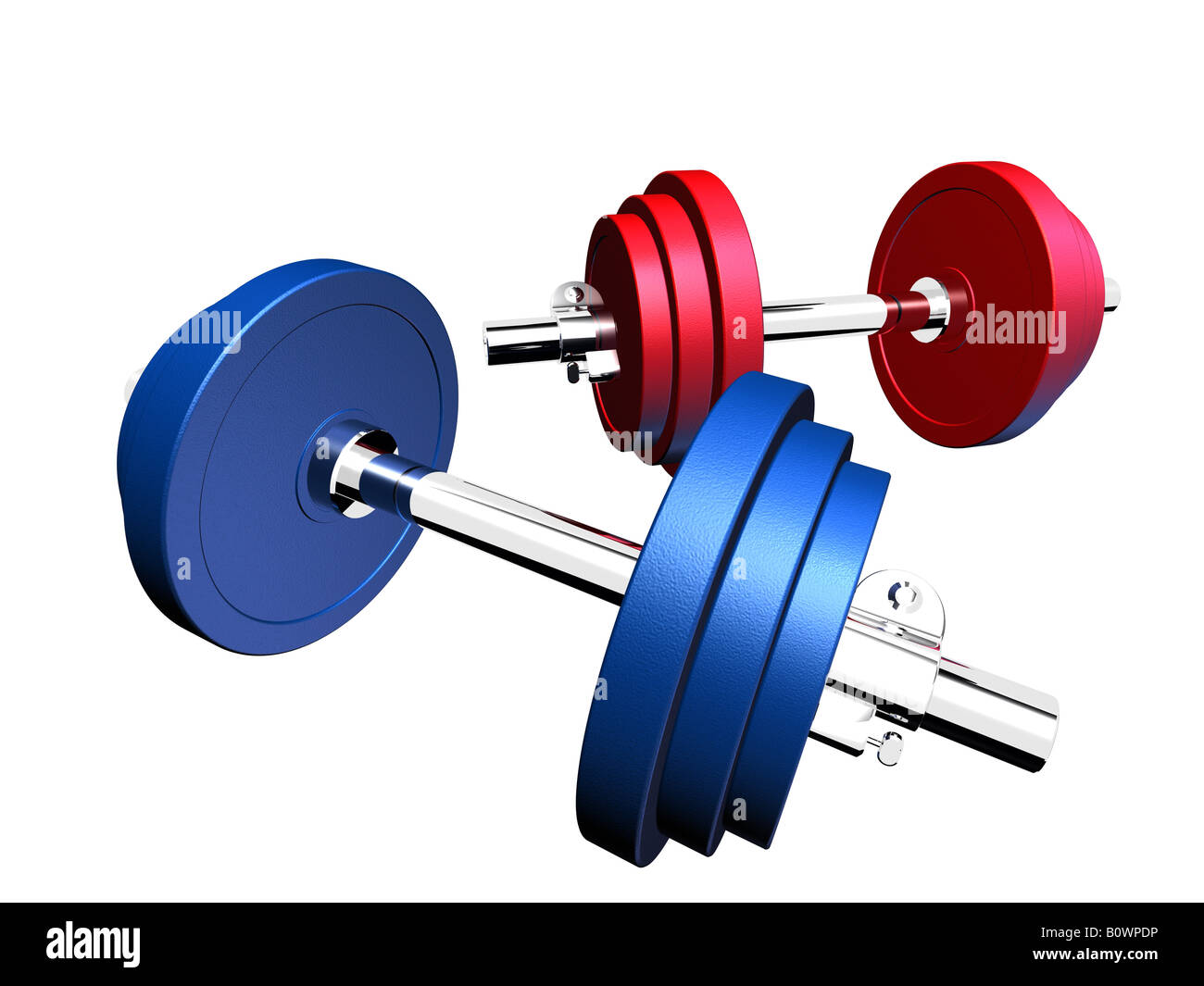 red and blue barbell Stock Photo - Alamy