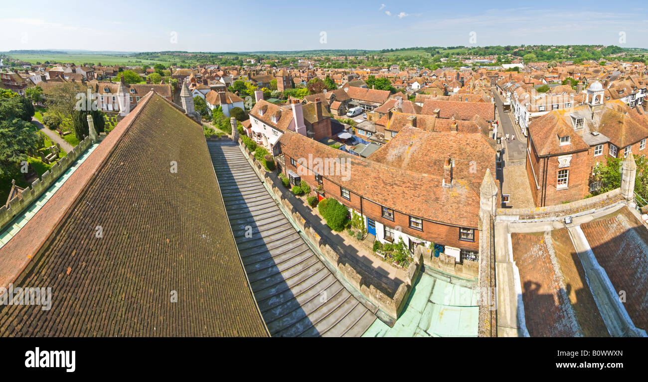 A 5 picture stitch panoramic aerial view of Rye taken from the top of ...