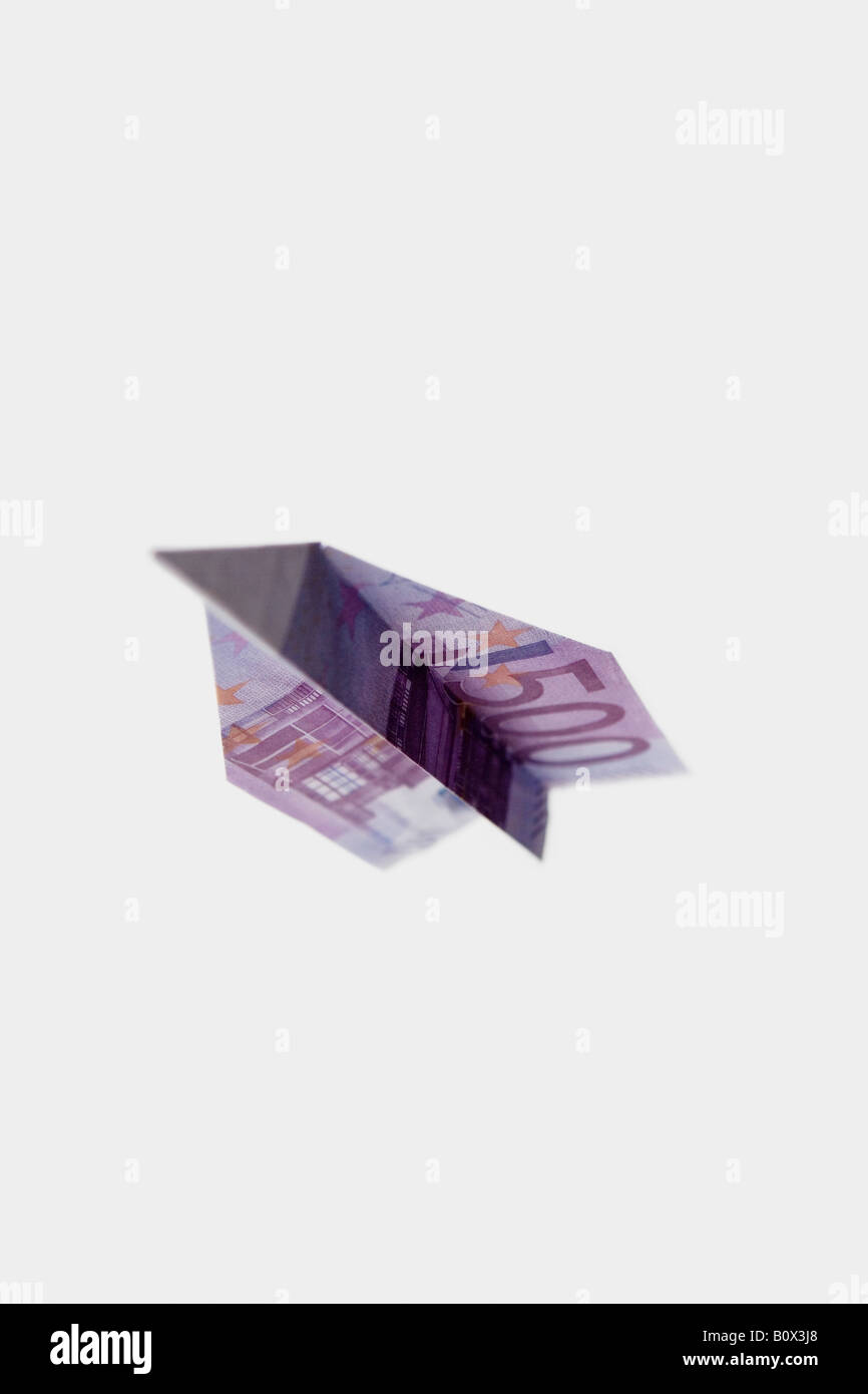 A five hundred euro banknote folded into a paper airplane Stock Photo ...