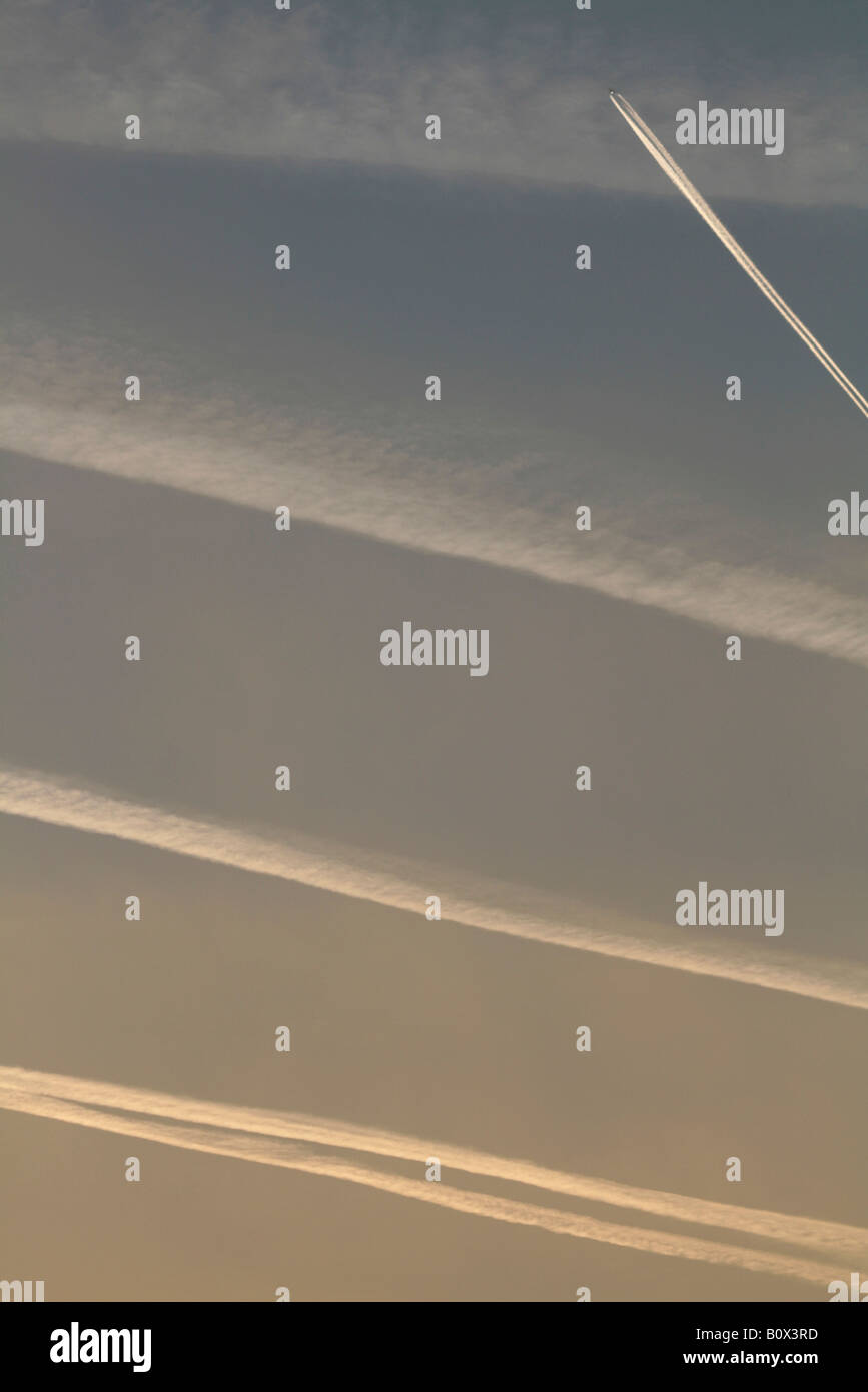 Vapor trails in the sky Stock Photo - Alamy