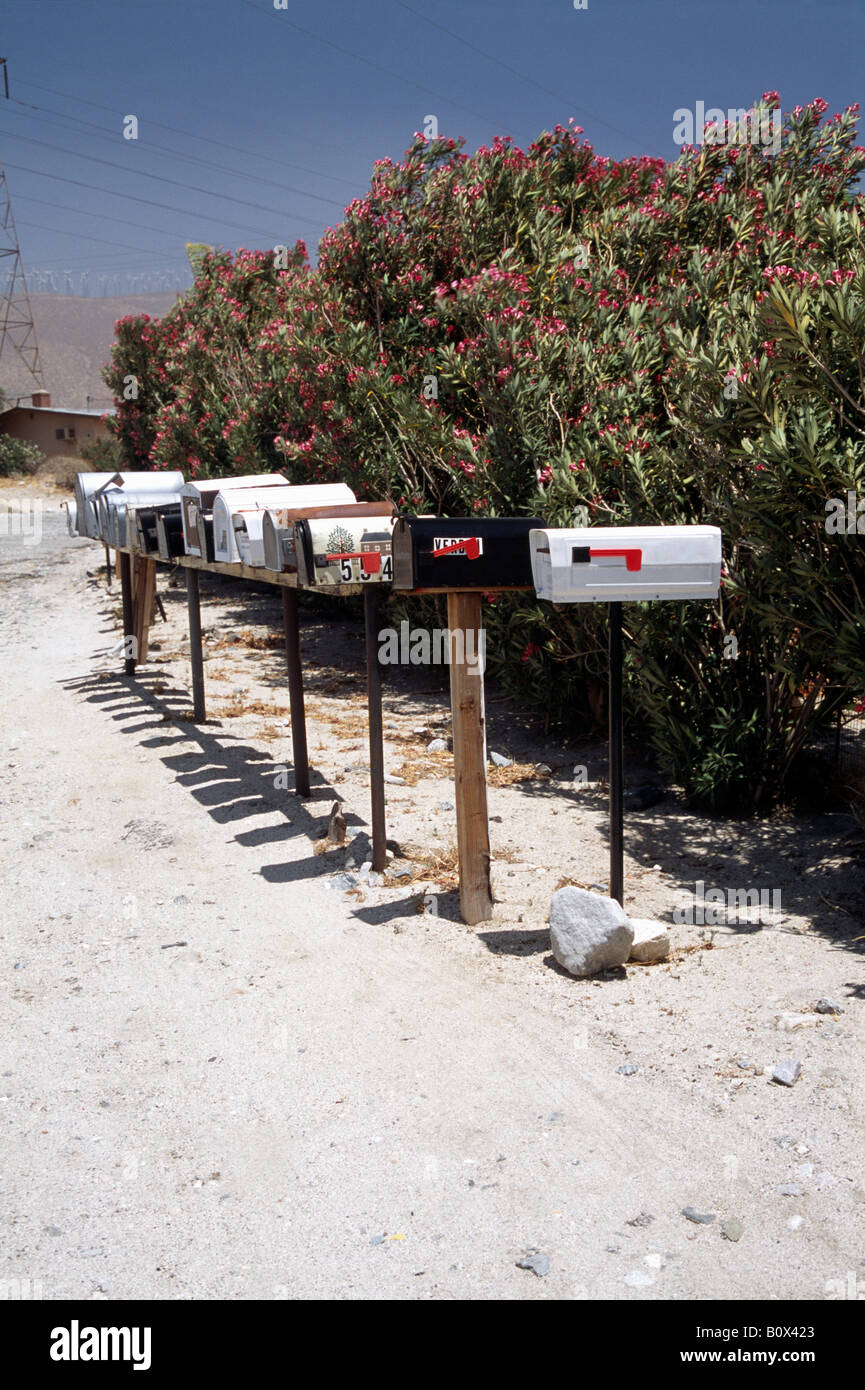 A row of mailboxes on a desert dirt road, Coachella Valley, California, USA Stock Photo - Alamy