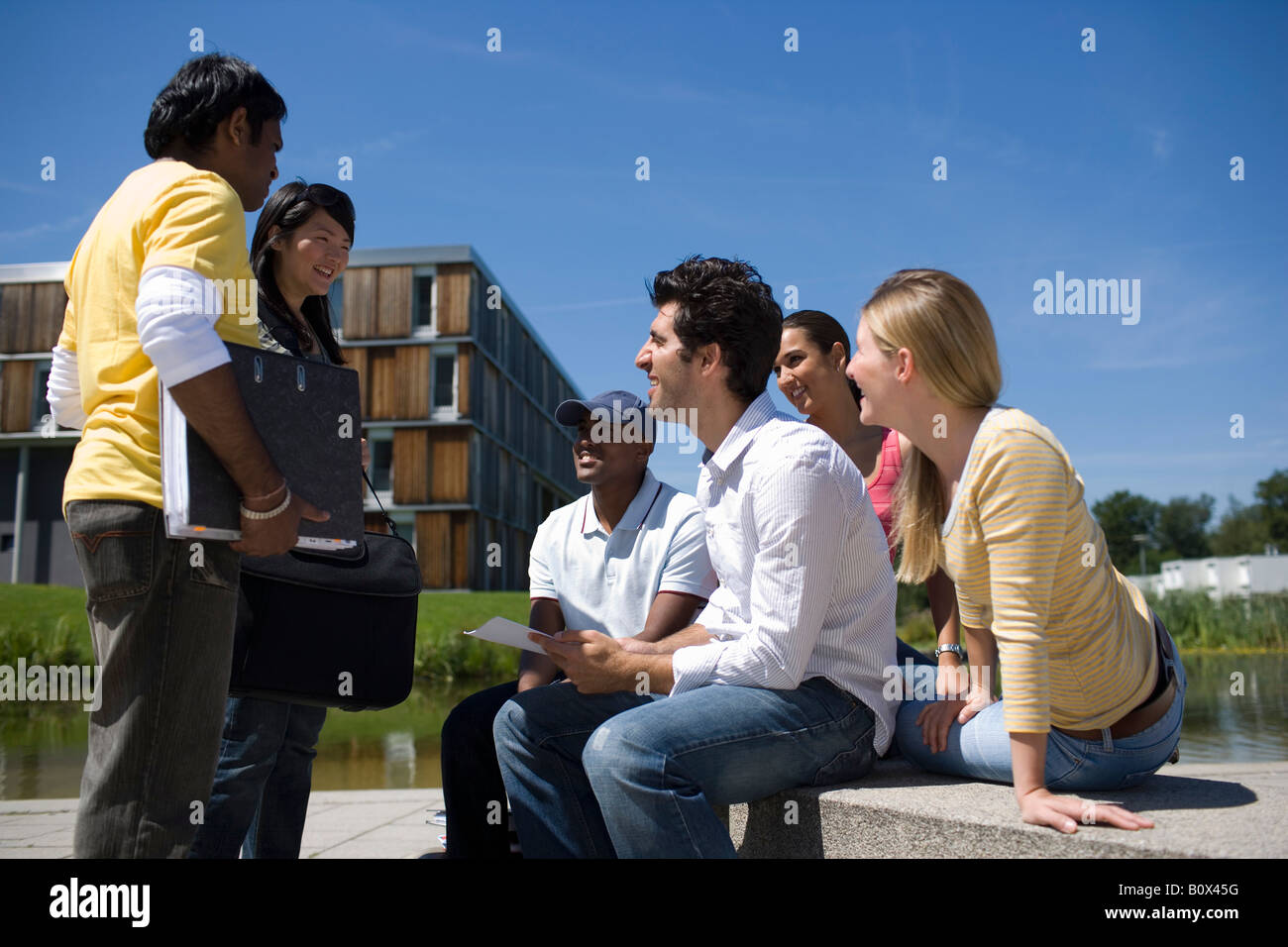 University students socializing and studying on campus Stock Photo - Alamy