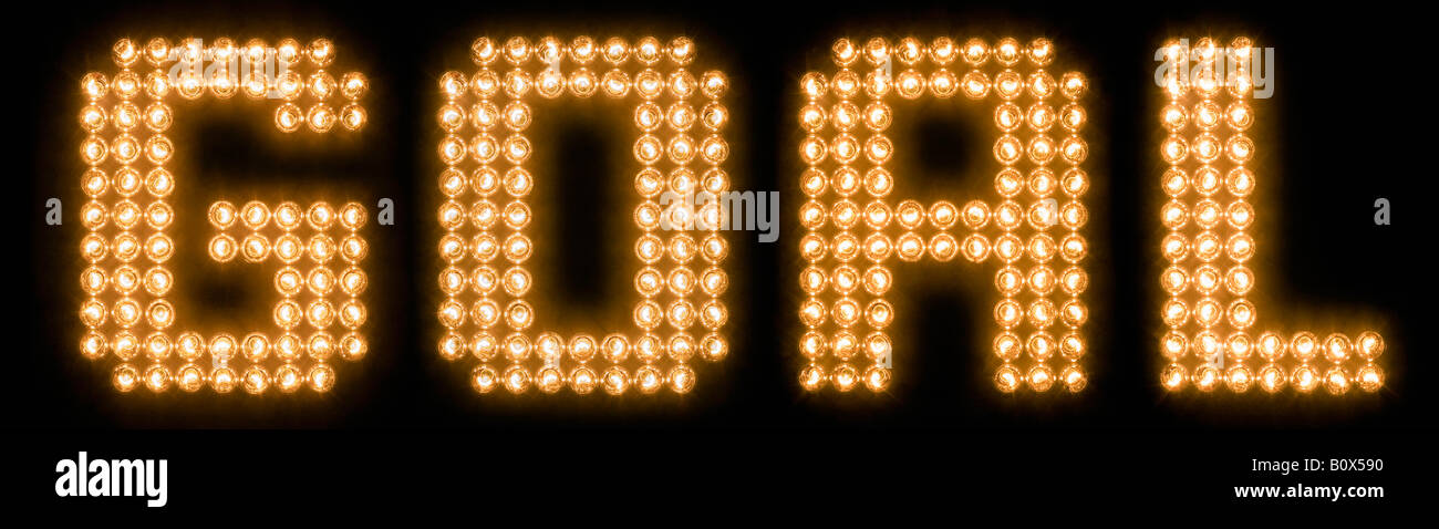 The word goal in illuminated light bulbs Stock Photo - Alamy