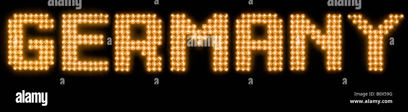 The word Germany in illuminated light bulbs Stock Photo - Alamy