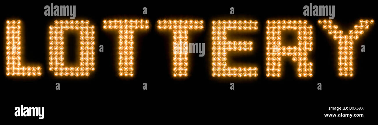 The word lottery in illuminated light bulbs Stock Photo - Alamy
