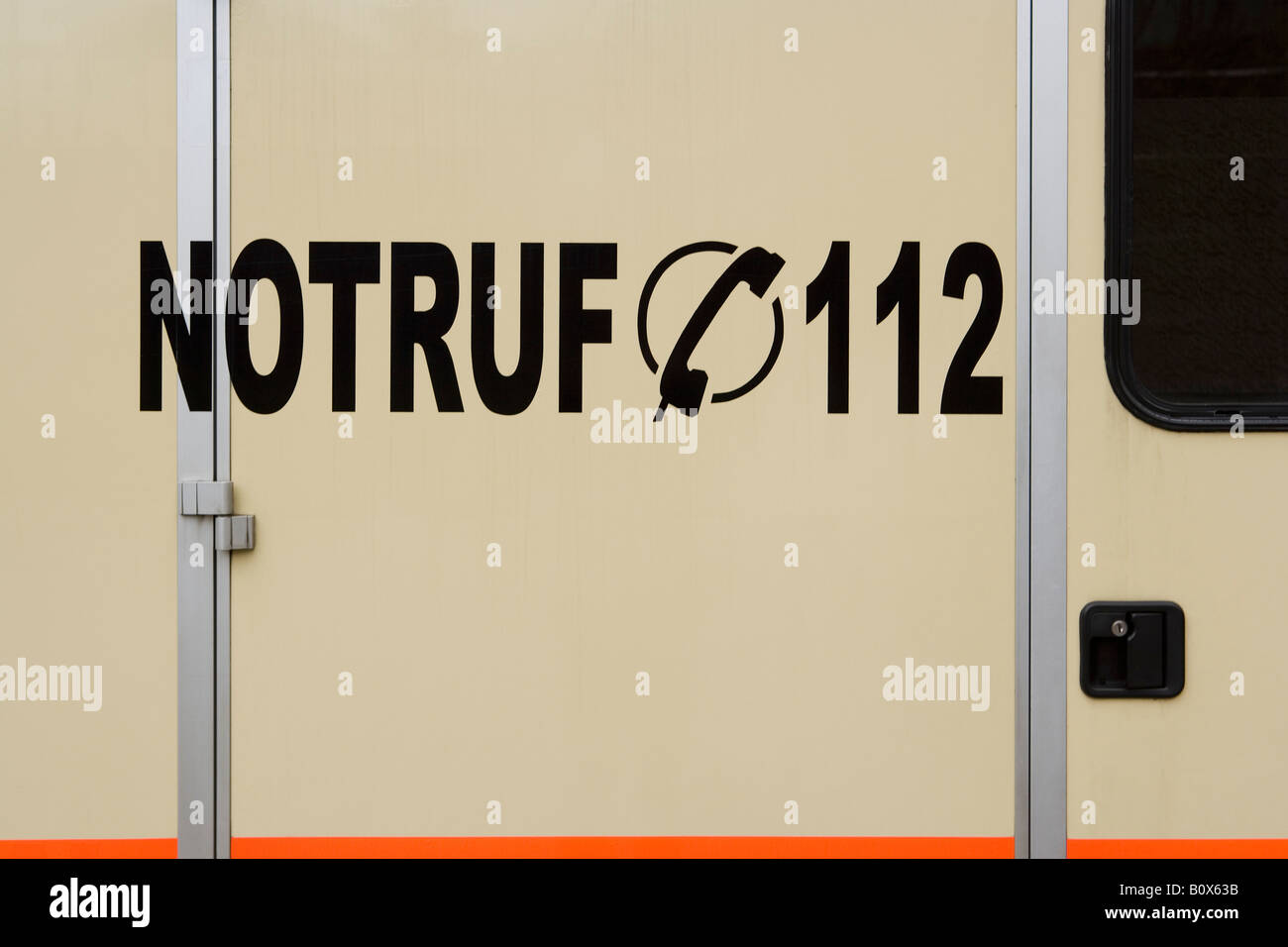Emergency number on the side of an ambulance, Germany Stock Photo - Alamy