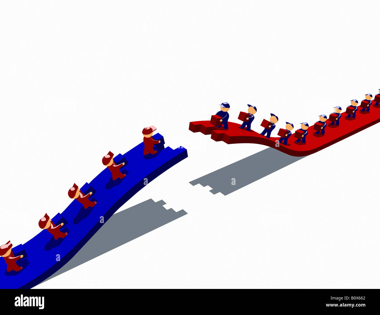 Workers building a bridge Stock Photo - Alamy