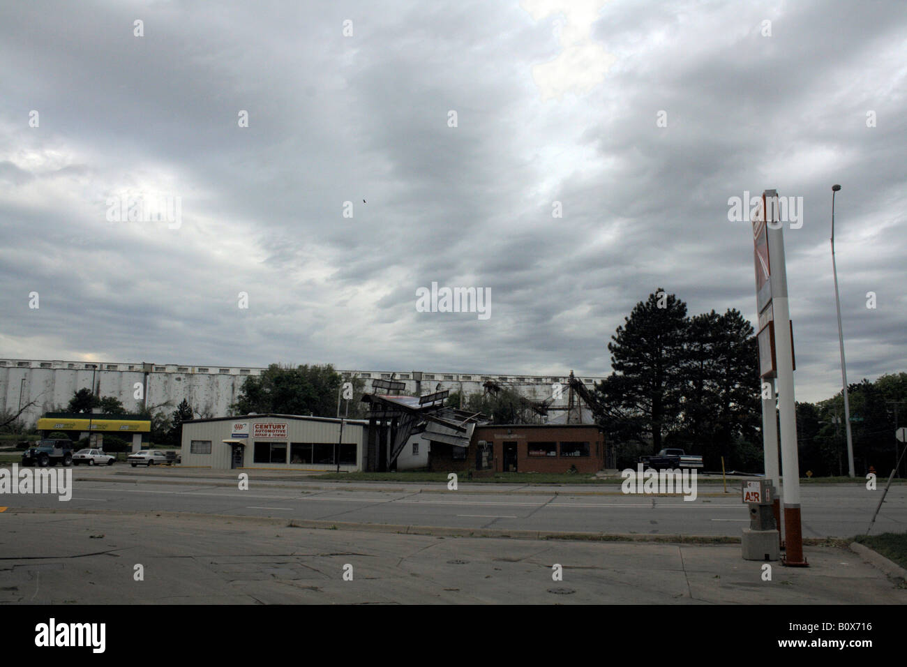 Toppled billboard after high wind storm event Stock Photo - Alamy