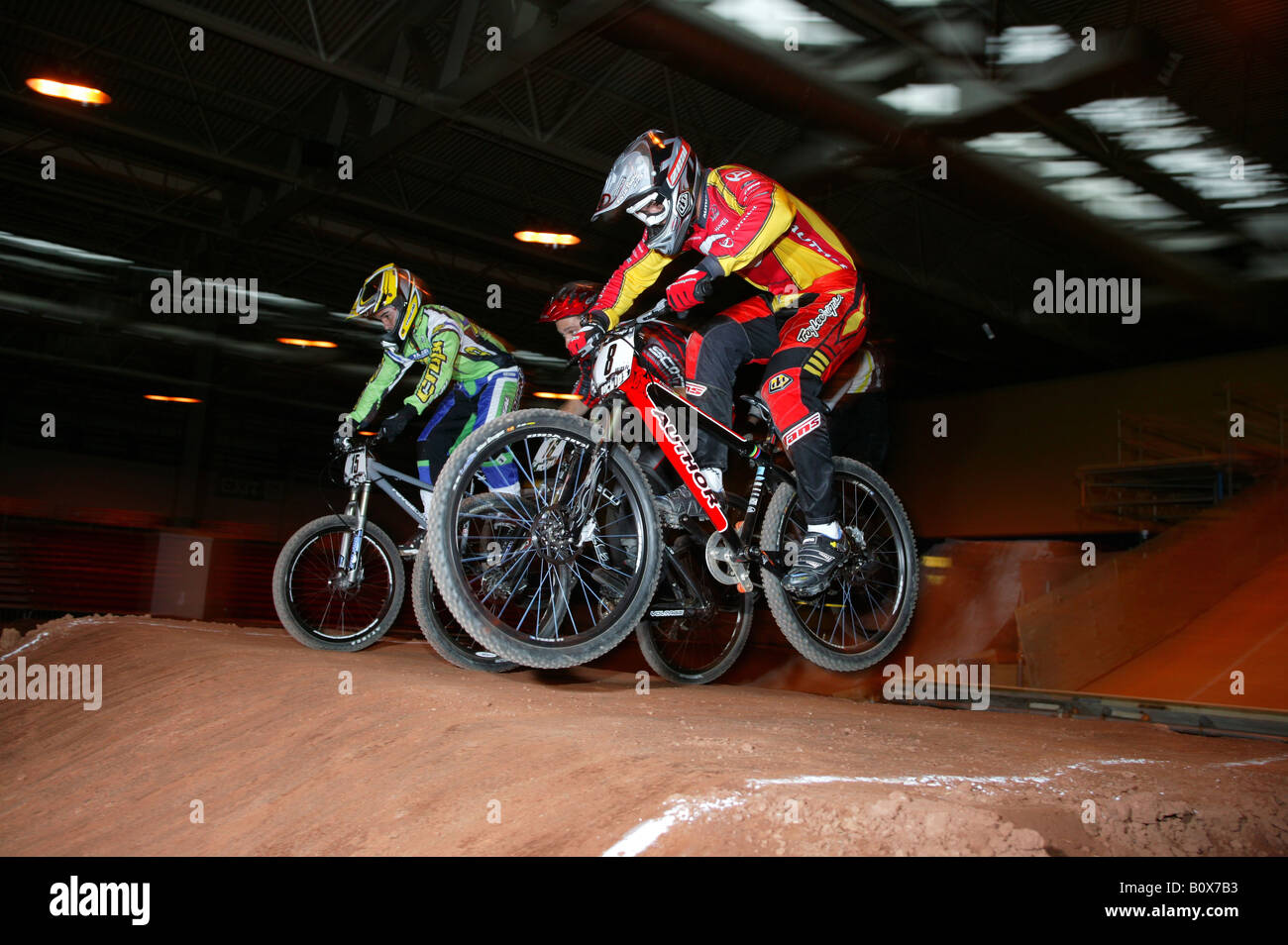 Indoor Mountain Bike Racing Stock Photo - Alamy