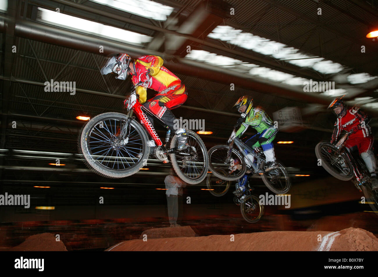 Indoor Mountain Bike Racing Stock Photo - Alamy