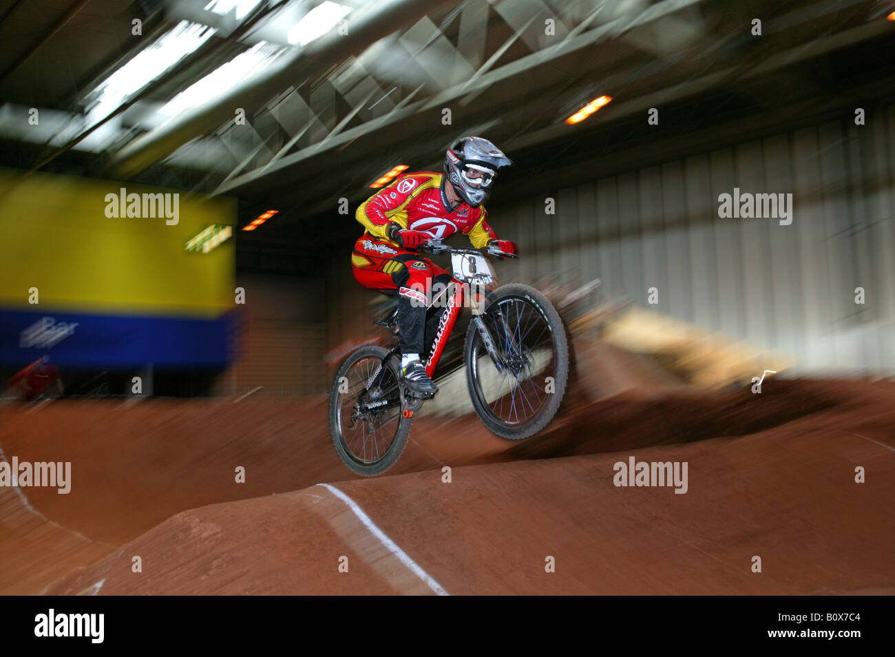 Indoor Mountain Bike Racing Stock Photo - Alamy