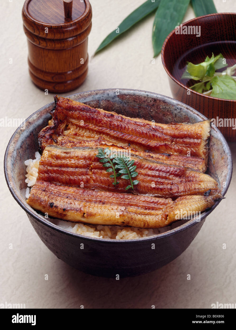 Steamed rice with eel Stock Photo - Alamy
