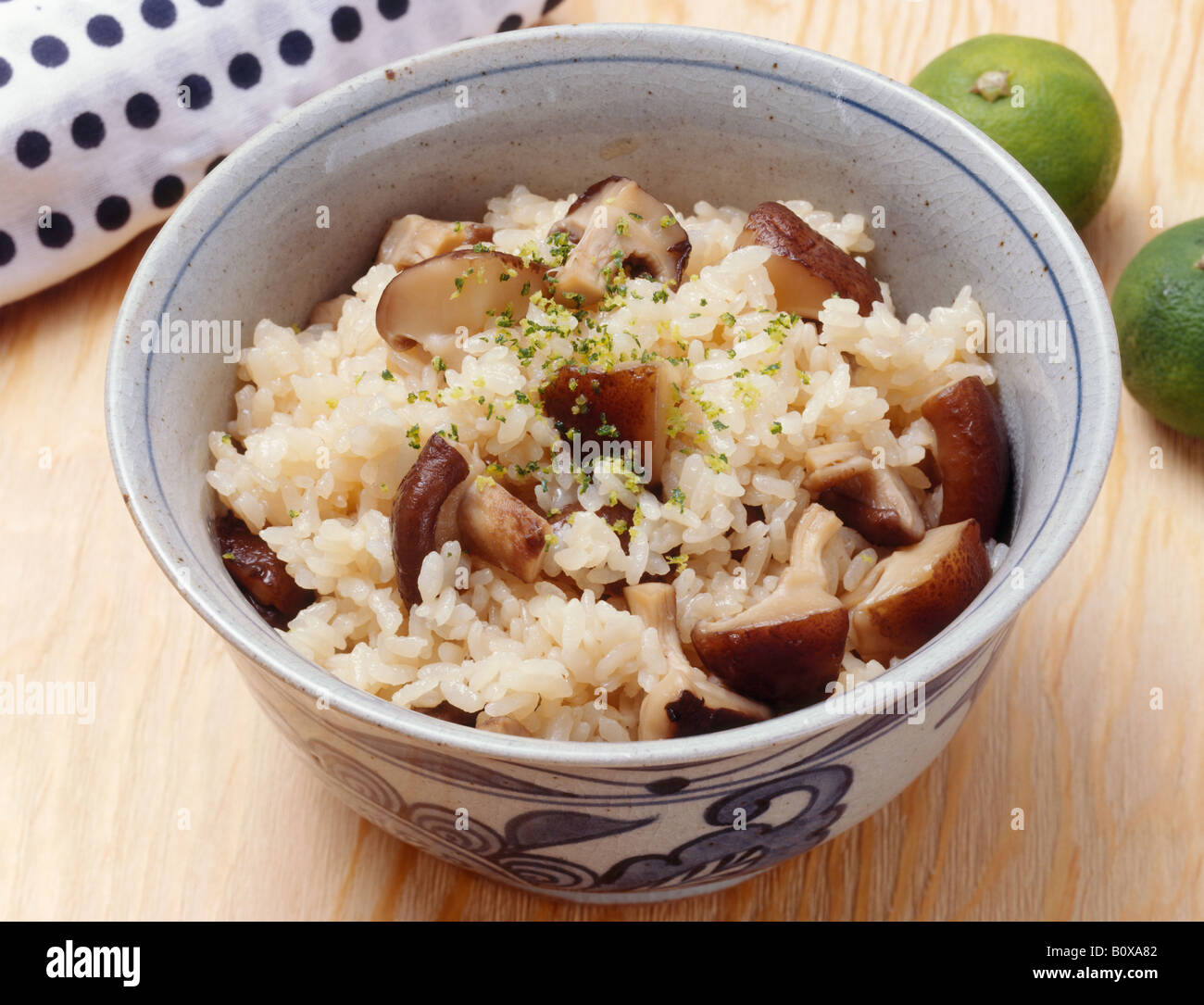 Steamed rice with shiitake mushrooms Stock Photo - Alamy