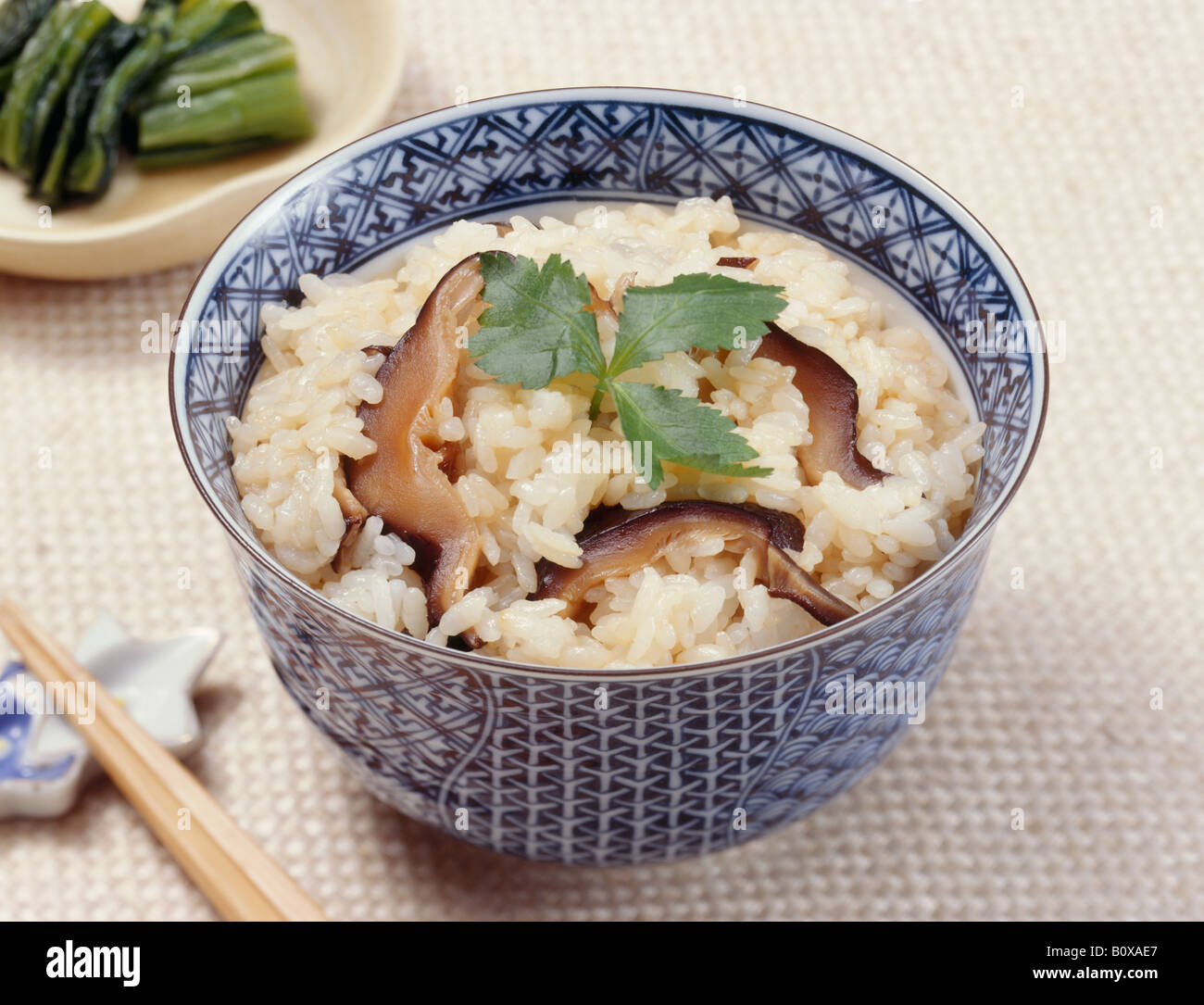 Steamed rice with shiitake mushrooms Stock Photo - Alamy