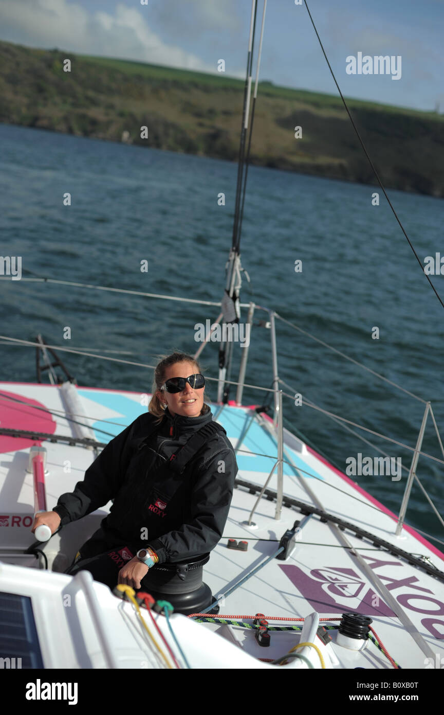 Sam davies sailing the Quiksilver Roxy boat in the Artemis Transit race ...