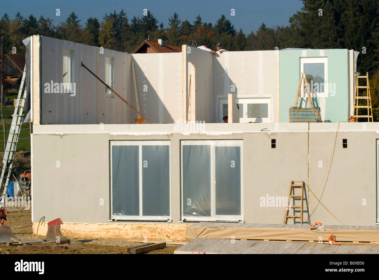 building lot, prefabricated house Stock Photo - Alamy
