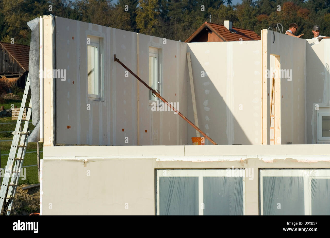 building lot, prefabricated house Stock Photo - Alamy