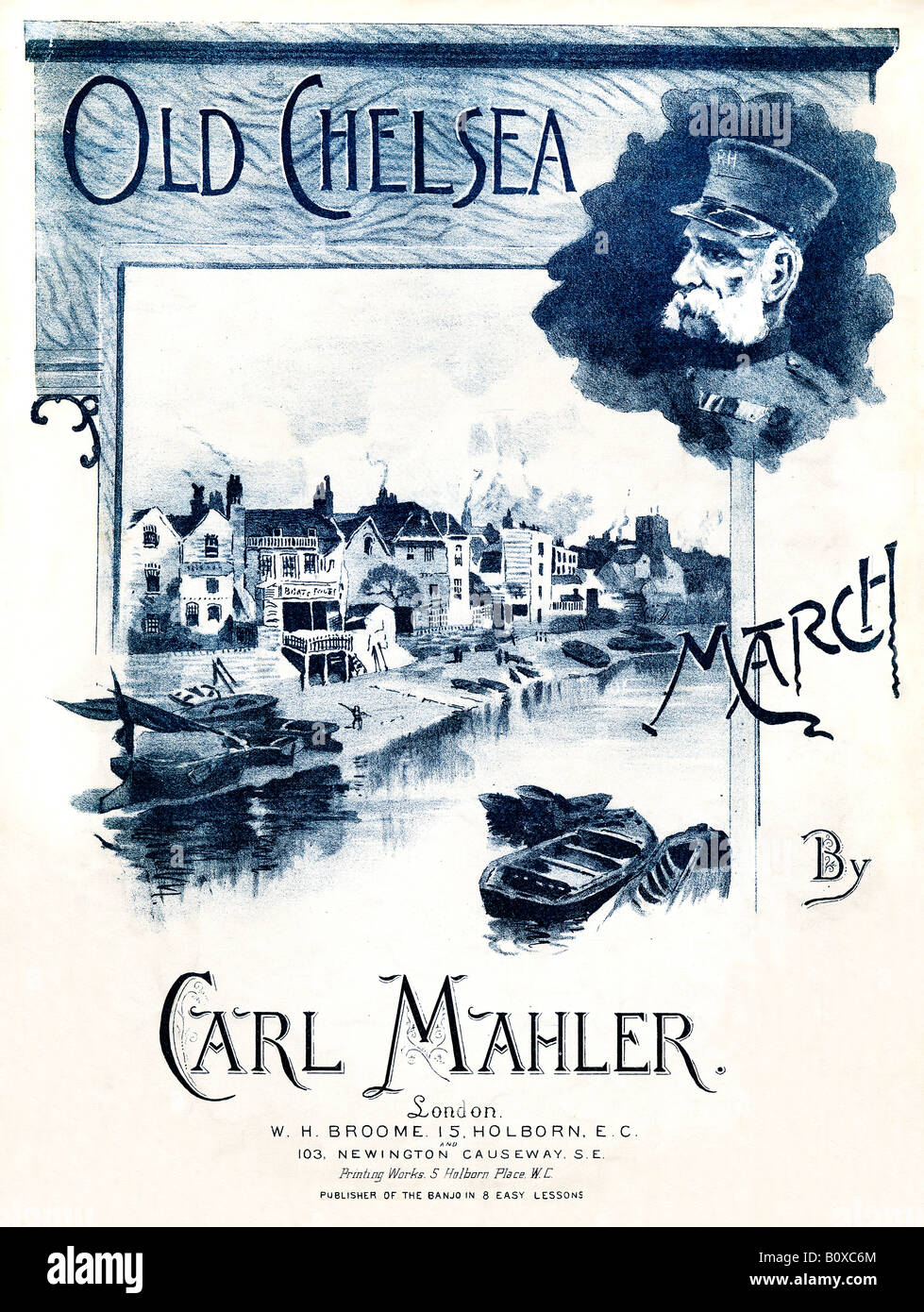 Old Chelsea March Victorian music sheet cover of a piece of music ...