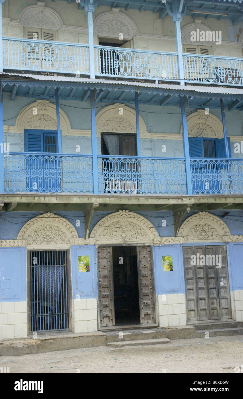 Decorative building with blue Stone Town Stock Photo - Alamy