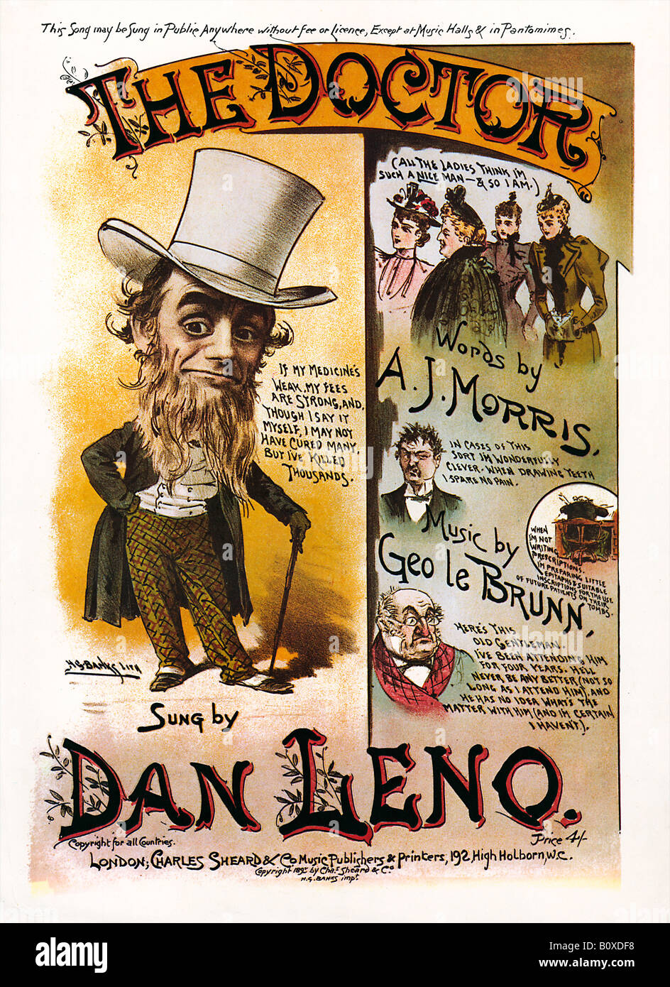 The Doctor Victorian music sheet cover for a comic song by the famous ...