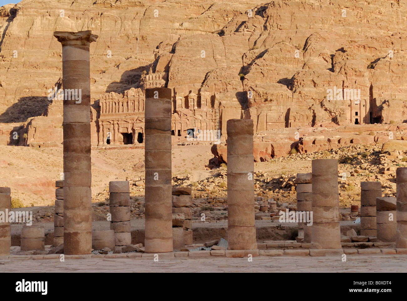Royal Tombs in front of al Khubtha mountain, columns of the Great ...