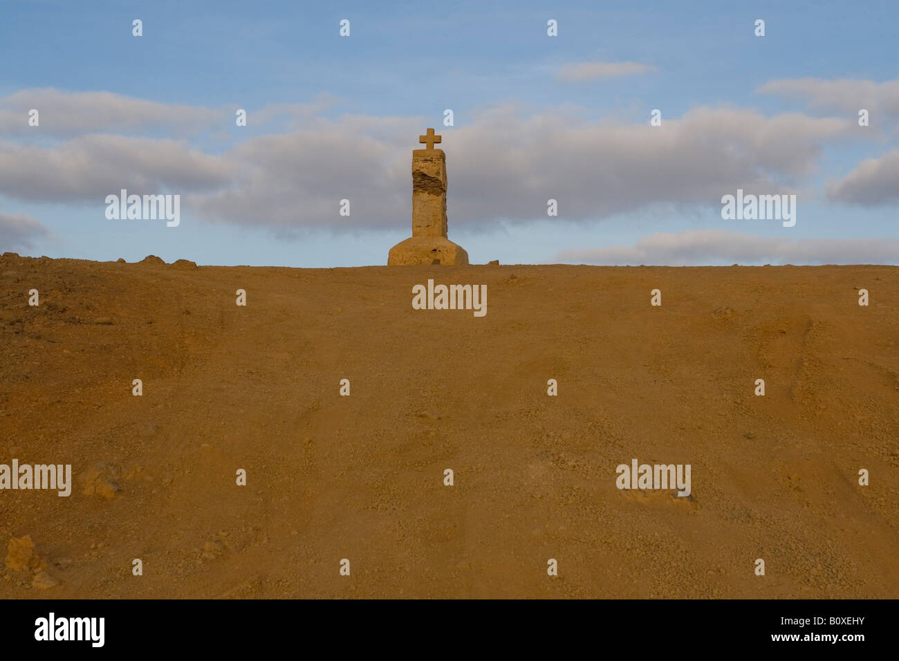Christian monument at barren rock in Pedra de Lume, Sal, Cape Verde ...