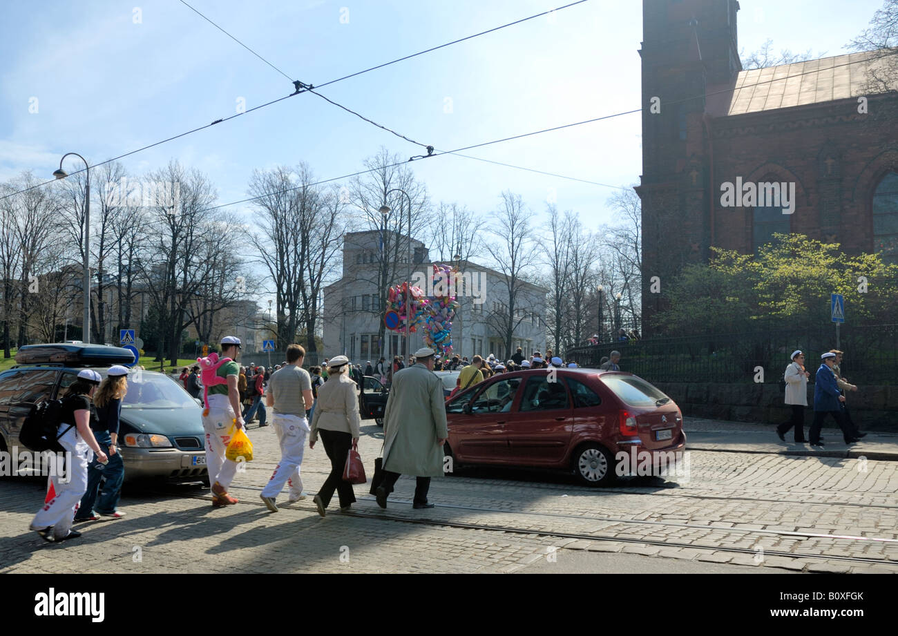 People gathering for the May Day picnic, Helsinki. The only carnival ...