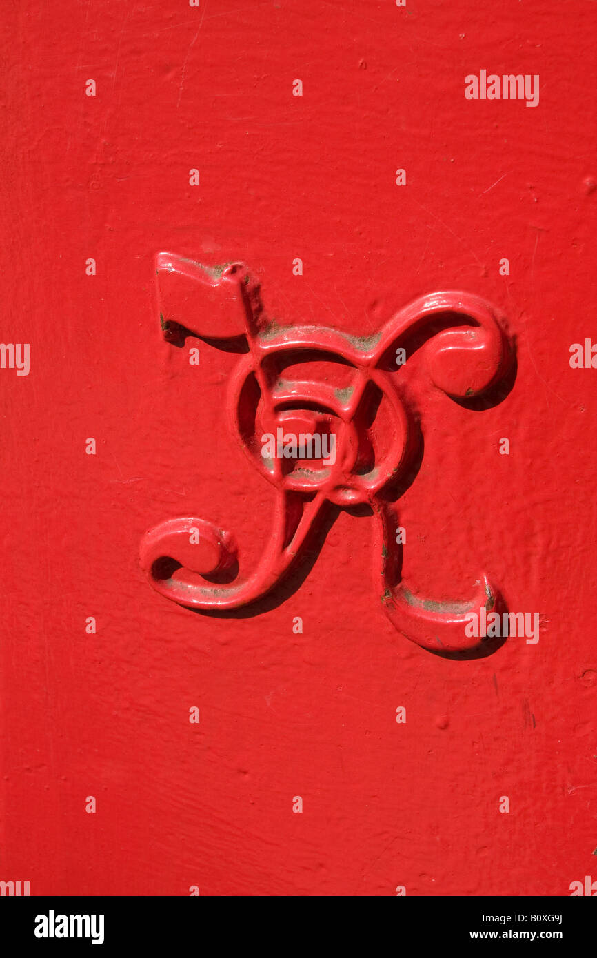 Victorian red post box. Victoria Regina Logo, Closeup. Tenby ...