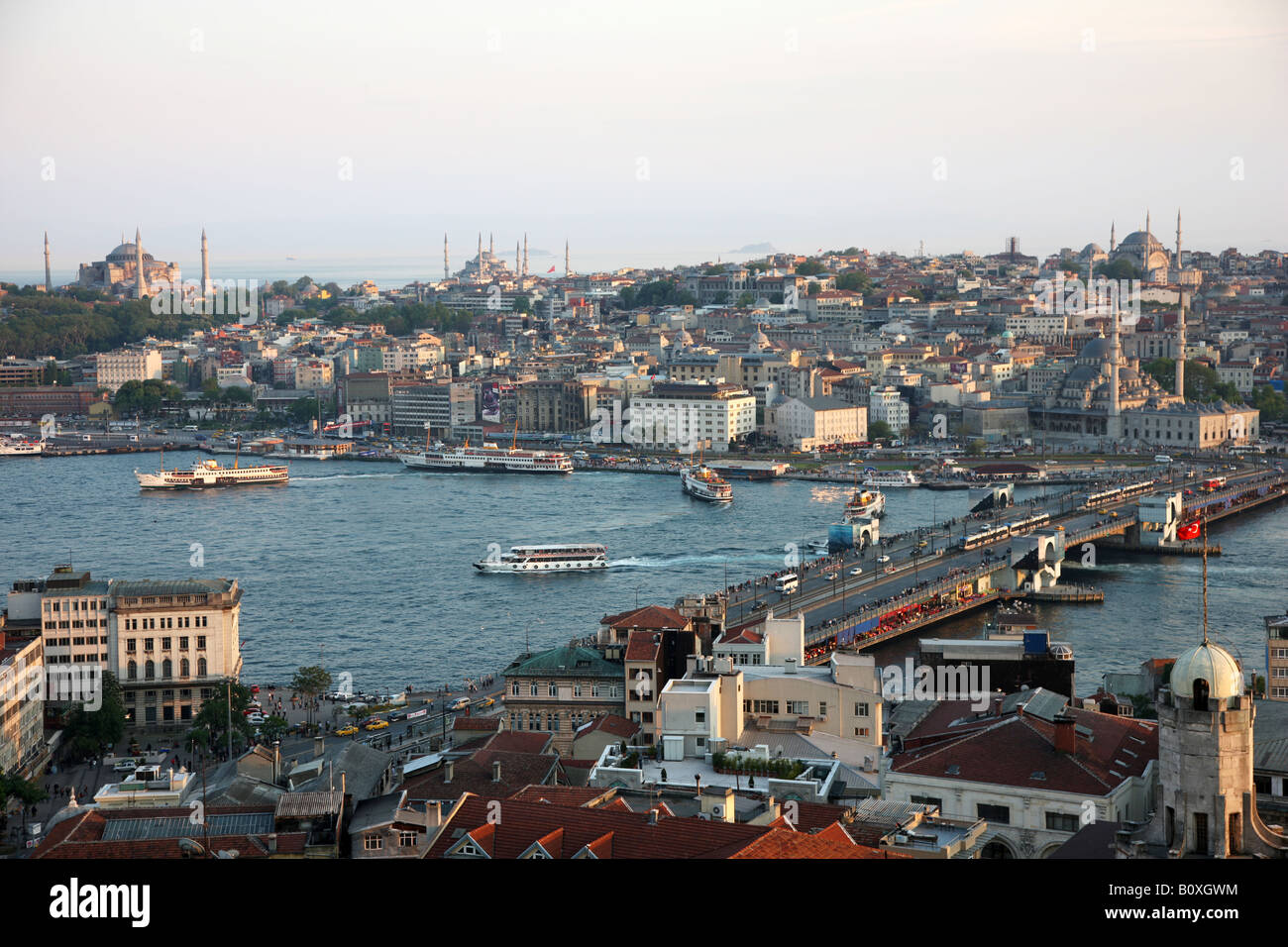 TUR Turkey Istanbul Galata Bridge Golden Horn Mosques Stock Photo - Alamy