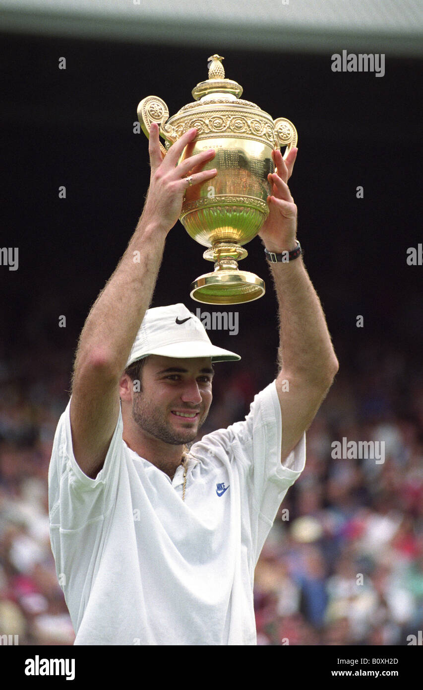 Andre Agassi wins his first Wimbledon 1992. Picture by David Bagnall ...