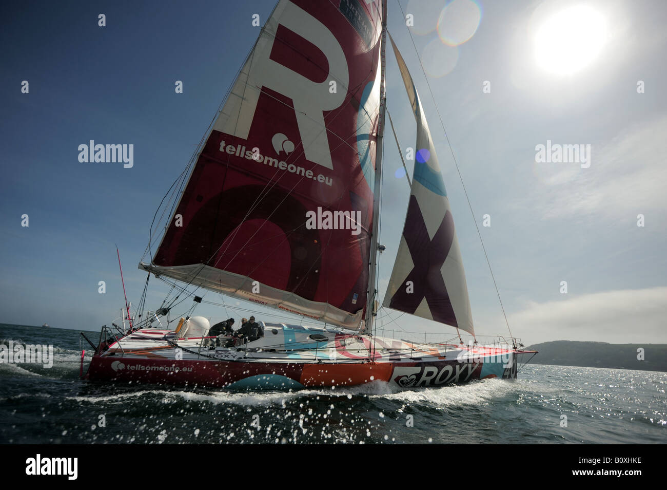 Sam davies sailing the Quiksilver Roxy boat in the Artemis Transit race ...