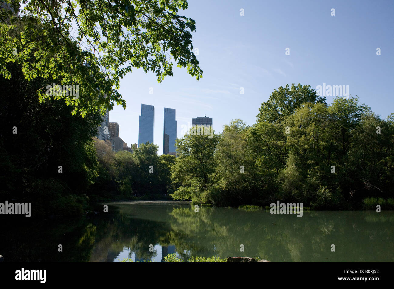 Central Park with the Time Warner building in background New York City ...