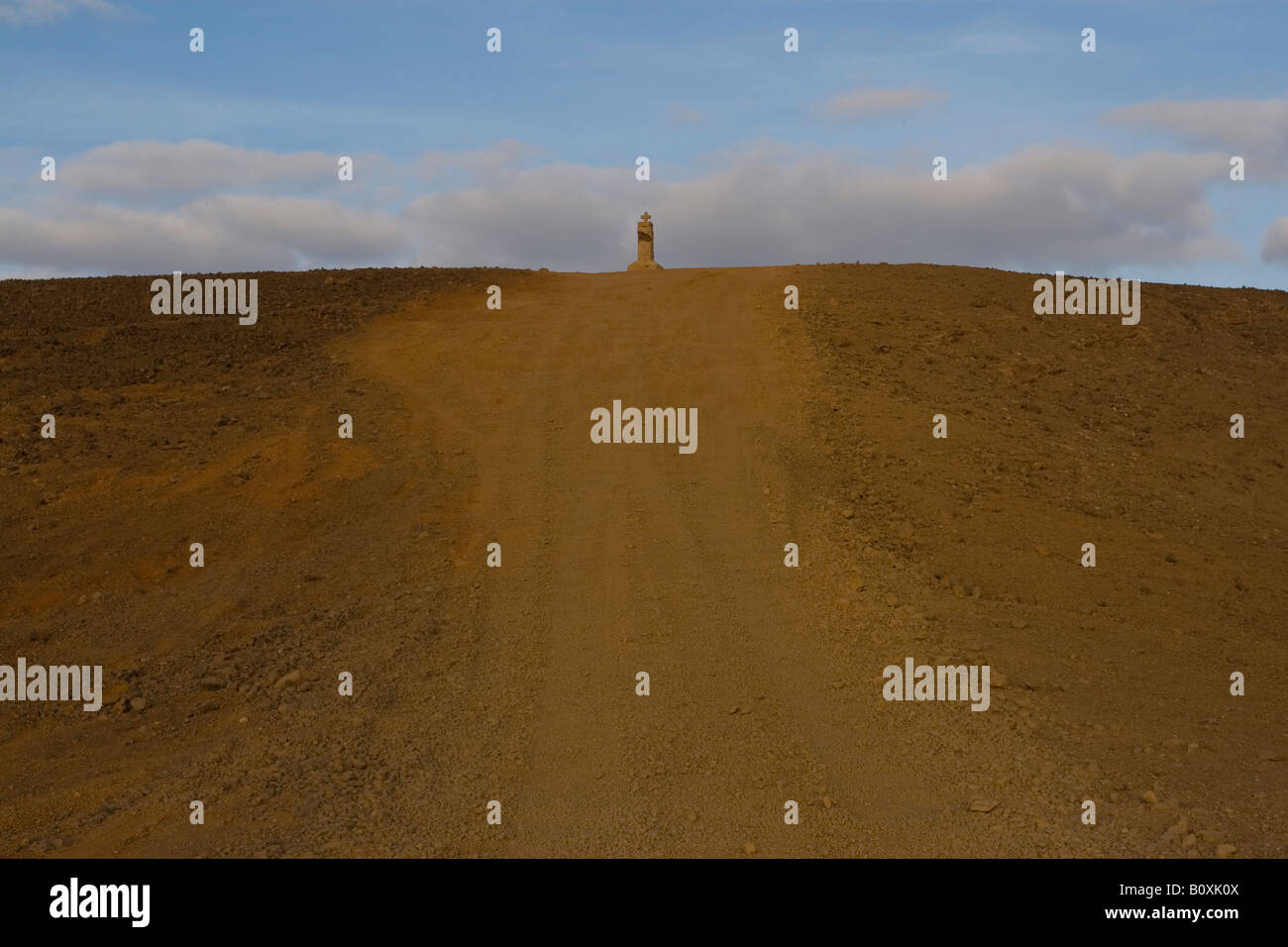 Christian monument at barren rock in Pedra de Lume, Sal, Cape Verde ...