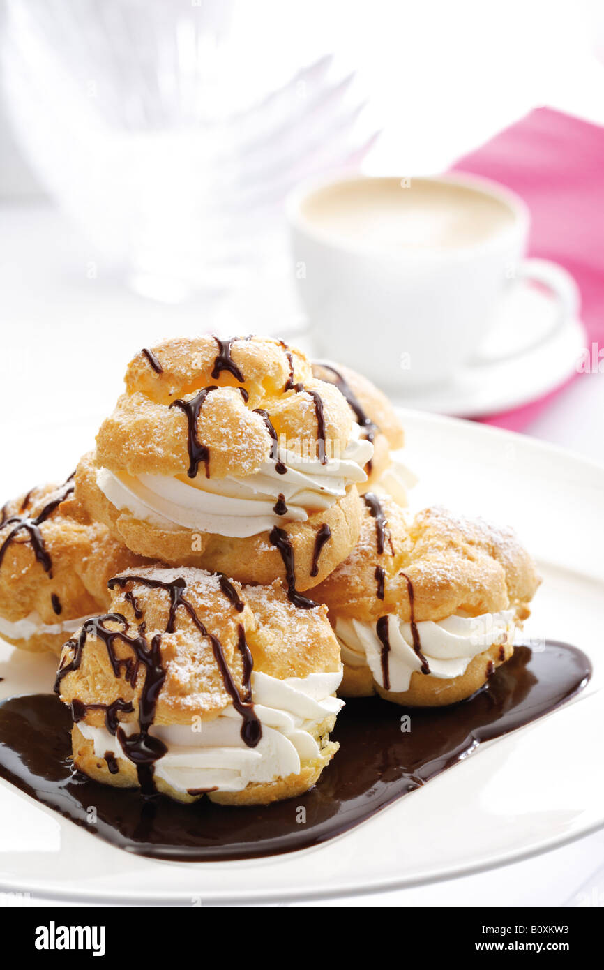 Cream puffs plate hi-res stock photography and images - Alamy