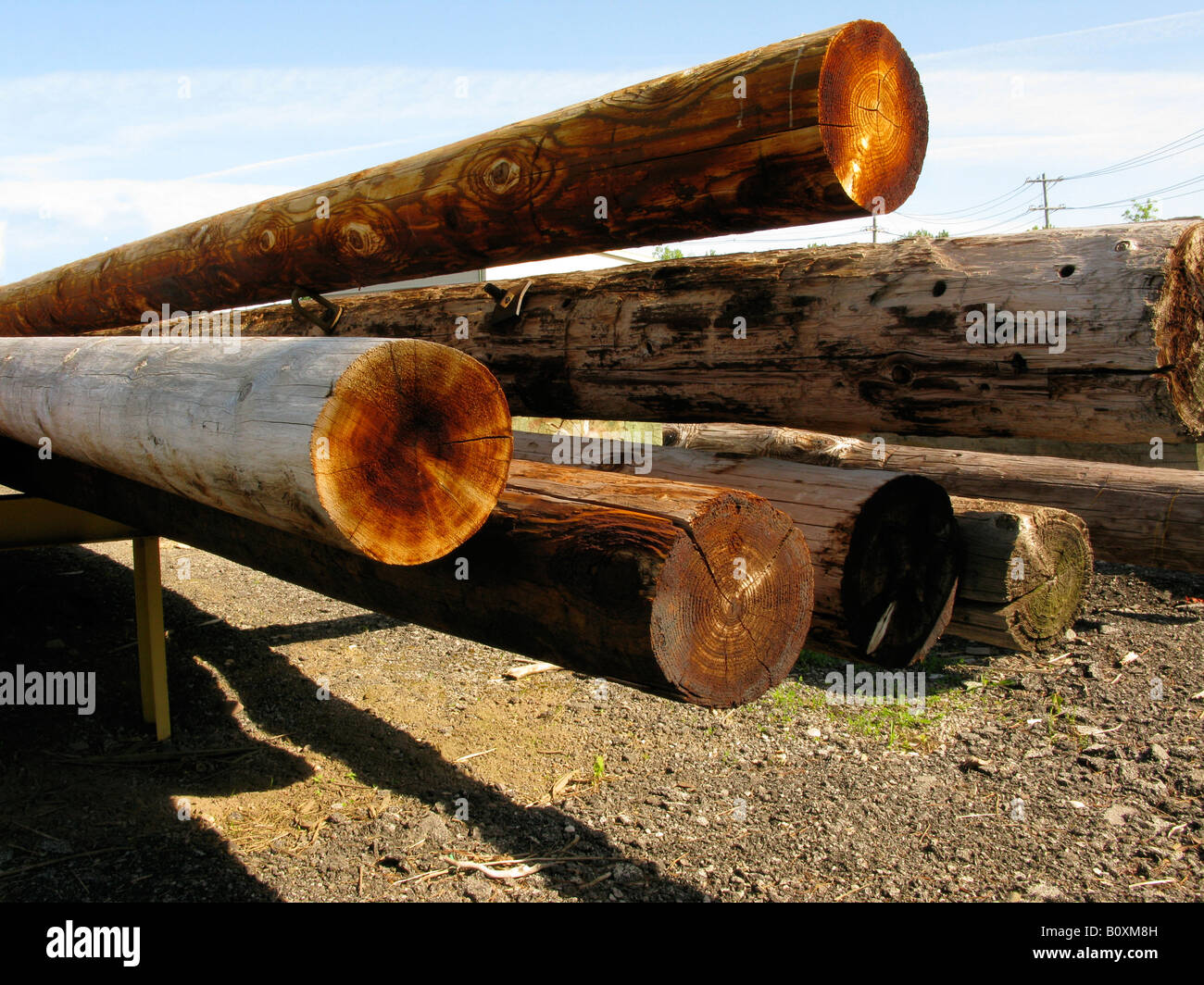 Wood telephone poles hi-res stock photography and images - Alamy