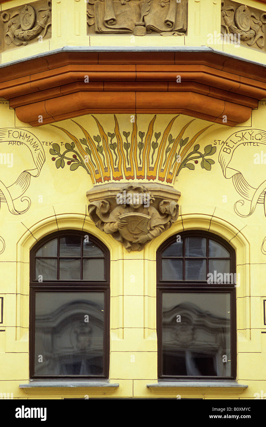 Decorative Building facades, Old Town, Prague, Czech Republic Stock ...