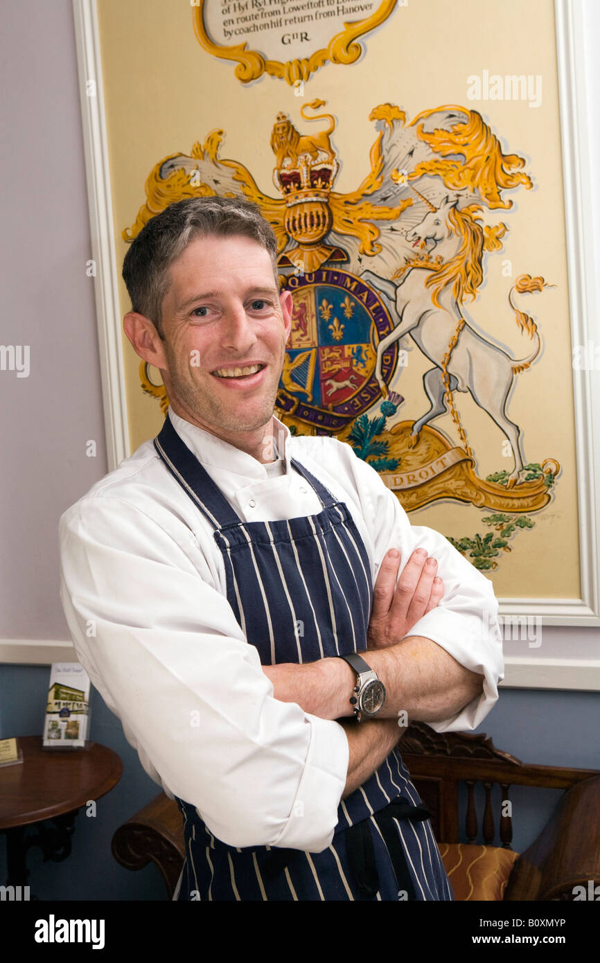 UK England Suffolk Saxmundham High Street Bell Hotel chef owner Andrew ...