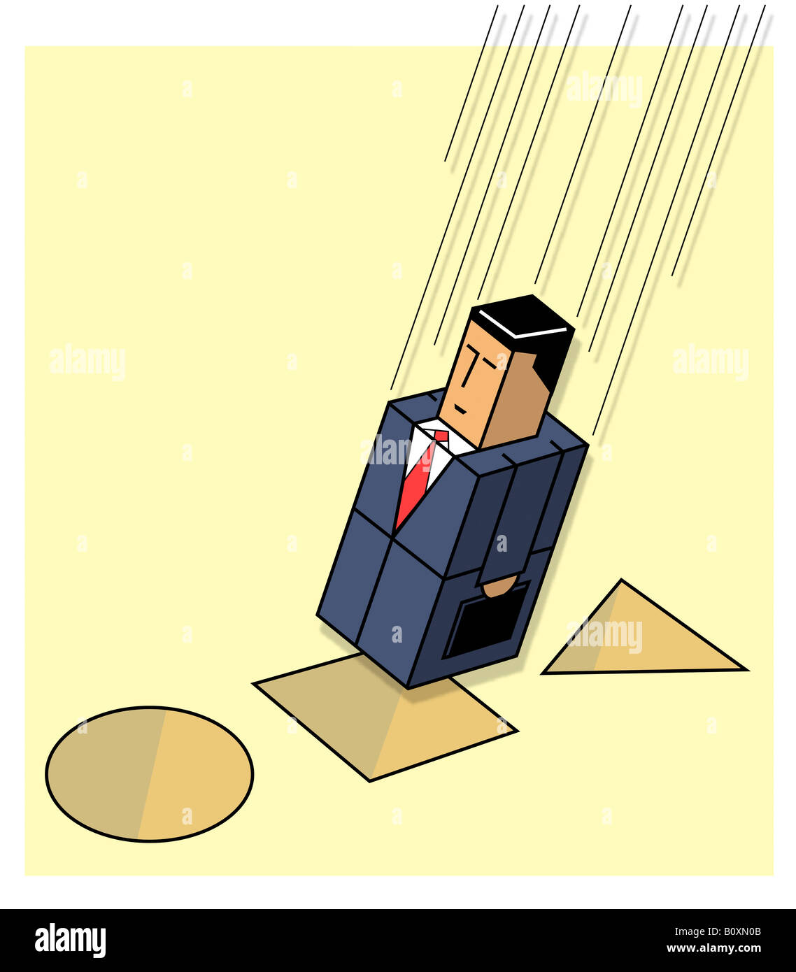 Square businessman fitting in form Stock Photo - Alamy
