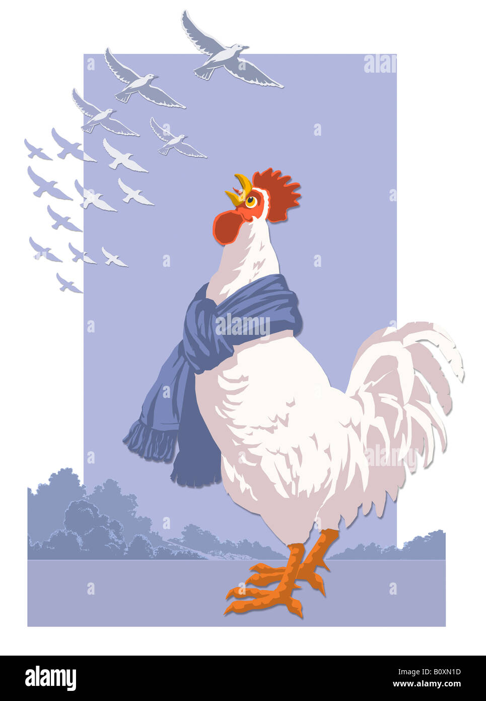 Sick cock watching birds Stock Photo - Alamy