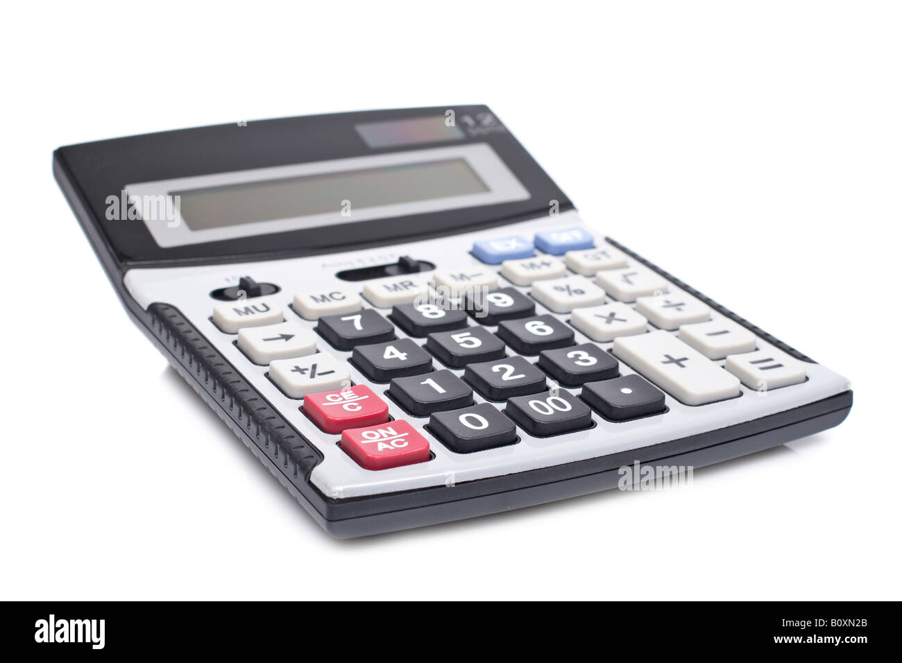 Calculator with soft shadow on white background Shallow depth of field ...
