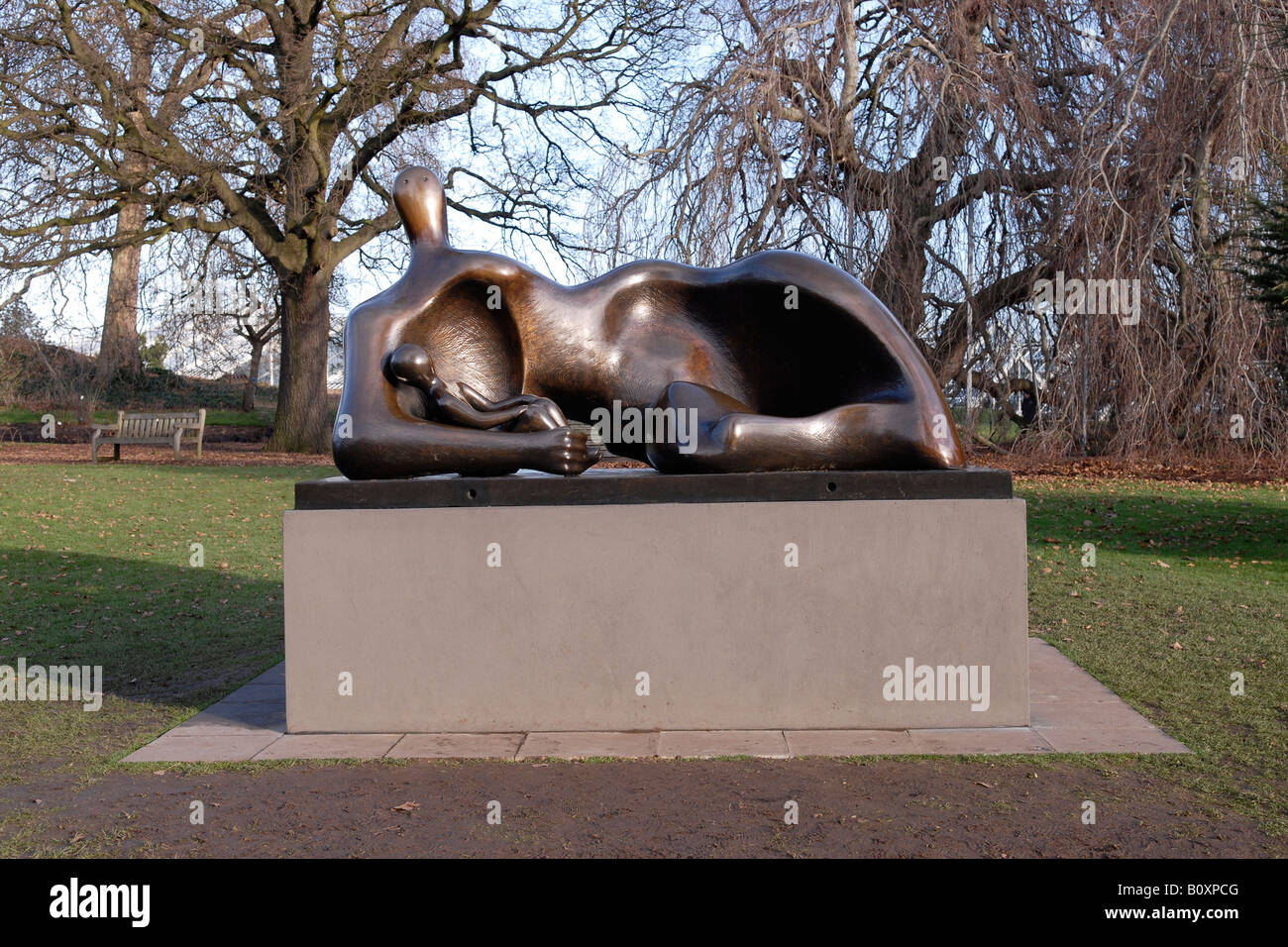 Henry Moore metal bronze sculpture of a reclining figure of a Mother ...