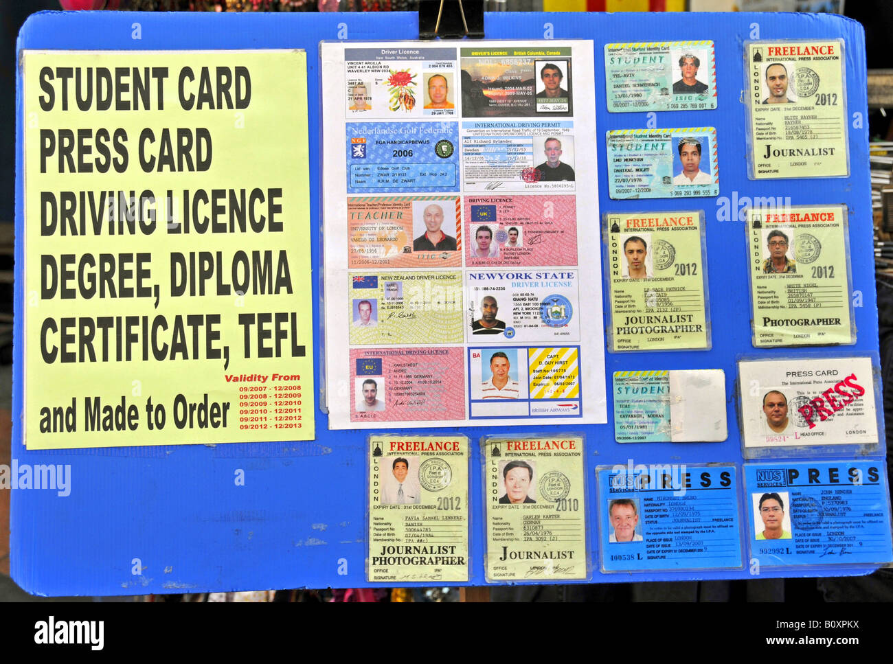 proposal of faked identity cards, Thailand, Khao San Road, Bangkok ...