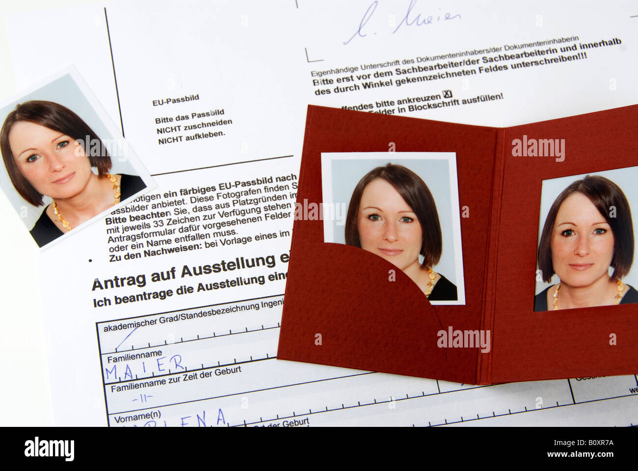 passport photograph for application of an Austrian passport Stock Photo ...